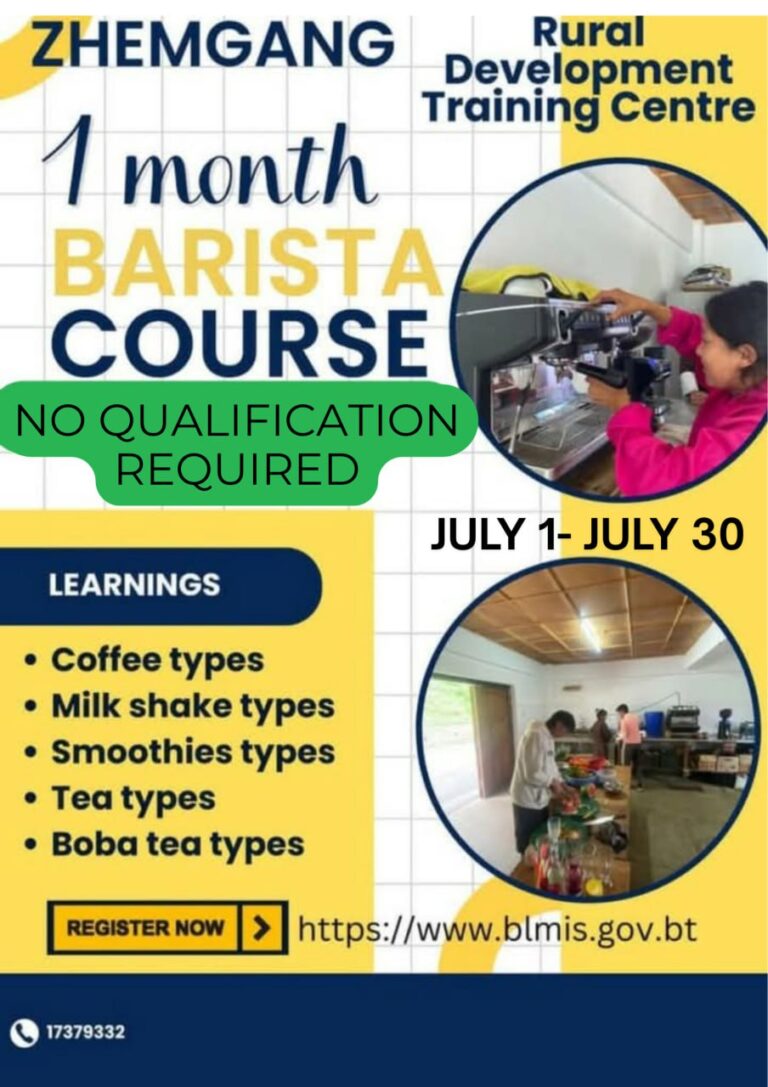 Training Opportunity at Rural Development Training Centre, Zhemgang ...