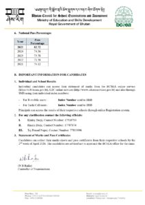 BHUTAN CERTIFICATE OF SECONDARY EDUCATION (BCSE-X) 2025 EXAMINATION ...